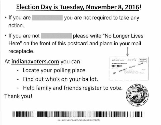 Hoosier voters to receive postcard with election information in the mail